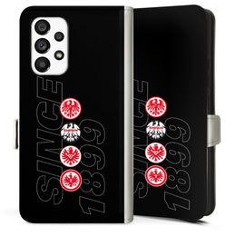 DeinDesign Galaxy A53 5G Handy Klapph&uuml;lle Handyh&uuml;lle aus Kunst Leder wei&szlig; Flip Case Eagle Eintracht Frankfurt Logo Sideflip mit Lasche