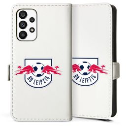 DeinDesign Galaxy A53 5G Handy Klapph&uuml;lle Handyh&uuml;lle aus Kunst Leder wei&szlig; Flip Case Transparent Official Licensed Product Rb Leipzig Sideflip mit Lasche
