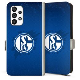 DeinDesign Galaxy A53 5G Handy Klapph&uuml;lle Handyh&uuml;lle aus Kunst Leder wei&szlig; Flip Case Fc Schalke 04 Official Licensed Product Sideflip mit Lasche