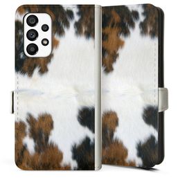 DeinDesign Galaxy A53 5G Handy Klapph&uuml;lle Handyh&uuml;lle aus Kunst Leder wei&szlig; Flip Case Cow Skin Fur Cow Sideflip mit Lasche