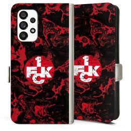 DeinDesign Galaxy A53 5G Handy Klapph&uuml;lle Handyh&uuml;lle aus Kunst Leder wei&szlig; Flip Case 1. Fc Kaiserslautern Logo 1. Fck Sideflip mit Lasche