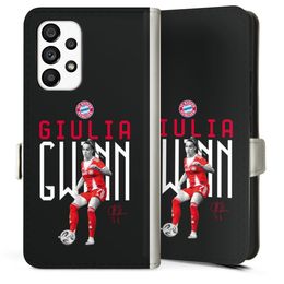 DeinDesign Galaxy A53 5G Handy Klapph&uuml;lle Handyh&uuml;lle aus Kunst Leder wei&szlig; Flip Case Fc Bayern M&uuml;nchen Giulia Gwinn Official Licensed Product Sideflip mit Lasche