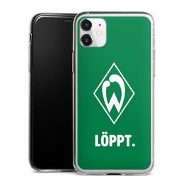 DeinDesign iPhone 11 Handy Slim Case Silikon Handyh&uuml;lle transparent H&uuml;lle extra d&uuml;nn Sv Werder Bremen Statement Official Licensed Product Silikon Slim Case