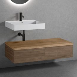 neoro n50 M&ouml;belanlage B: 120 cm mit 2 Ausz&uuml;gen, Waschtisch mit 1 Hahnloch wei&szlig; matt,, BN0137WM+2#BN0411WL+BN0404W1,