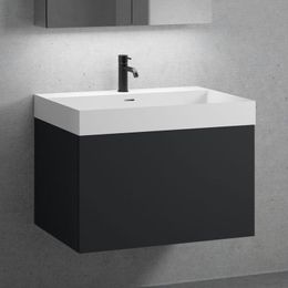 neoro n50 Unterschrank B: 80 cm mit 1 Auszug, Waschtisch mit 1 Hahnloch wei&szlig; matt,, BN0138WM+BN0432BM,