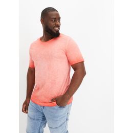 T-Shirt bonprix, Herren, Gr. 68/70 (4XL), hummer used, Jersey, Obermaterial: 100% Baumwolle, meliert, unifarben, regular fit h&uuml;ftbedeckend, Rundhals, offene Kante, Shirts T-Shirt, regul&auml;re Passform, weiter Ausschnitt, mit gewaschener Optik