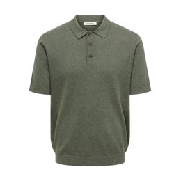 Only & Sons Polokragenpullover ONLY & SONS "ONSLOUI REG 12 SS MEL POLO KNIT NOOS", Herren, Gr. L, castor gray detail:melange, Strick, Obermaterial: 60% Baumwolle, 20% Nylon, 20% Viskose, meliert, regular fit normal, Rundhals, Pullover, Baumwollmischung, regular fit