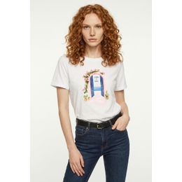 V&eacute;ro Moda Kurzarmshirt VERO MODA "VMSIANE SS TOP BOX JRS", Damen, Gr. L, snow wei&szlig; print:summer in greece, Jersey, Obermaterial: 100% Baumwolle, bedruckt, regular fit normal, Rundhals, Shirts, Baumwolle, regular fit