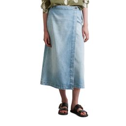Marc O'Polo Jeansrock MARC O'POLO "aus TENCEL&trade; Lyocell-Mix", Damen, Gr. L, blau (bright blau), Obermaterial: 76% Lyocell, 24% Baumwolle, unifarben, normal wadenlang, R&ouml;cke Jeansrock
