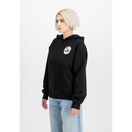 Hoodie Alpha Industries "Logo Hoodie Backprint W", Damen, Gr. L, schwarz, Obermaterial: 80% Baumwolle, 20% Polyester, loose fit, Sweatshirts Hoodie