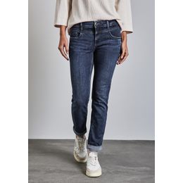 Gerade Jeans Street One, Damen, Gr. 27, L&auml;nge 28, blau (authentic indigo wash), Jeans, 79% Baumwolle, 15% Polyester, 4% Elastomultiester, 2% Elasthan, bedruckt, normal, Jeans, Middle Waist