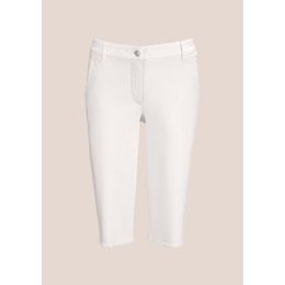Madeleine Mode Palazzohose MADELEINE "Hose Sommerliche Bermuda mit Fransen", Damen, Gr. 34, N + K Gr, wei&szlig;, Obermaterial: 71% Baumwolle CO. 20% Lyocell CLY. 6% Polyester PES. 3% Elasthan EL., Modern, normal, Hosen Palazzohose