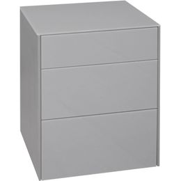 M&auml;usbacher Kommode M&Auml;USBACHER "Imola", grau (kreidegrau matt lack, glas kreidegrau glanz), B:52cm H:63cm T:42cm, Sideboards, Kommode, M&auml;usbacher Kommode, mit Glasfront und Glasoberplatte, 2 Schubladen