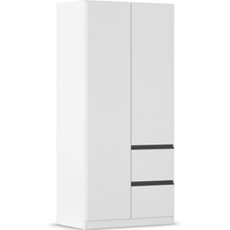 Dreht&uuml;renschrank Rauch "Kleiderschrank Schrank Garderobe W&auml;scheschrank COSTA Breite 91 cm", schwarz-wei&szlig; (alpinwei&szlig;, eingriffe graumetallic), B:91cm H:197cm T:54cm, Holzwerkstoff, Schr&auml;nke, Dreht&uuml;renschrank, Breite 91 cm grifflose Front mit Push-to-Open Funktion MADE IN GERMANY