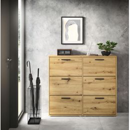 HBZ-MEBLE Schuhkipper HBZ "Sam Schuhkipper, Schuhschrank BxHxT 116x103x17 cm", braun (artisan, artisan), B:116cm H:103cm T:17cm, Holzwerkstoff, Sideboards, mit 6 Klappen