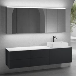 neoro n50 M&ouml;belanlage B: 200 cm mit 5 Ausz&uuml;gen, Waschtisch B: 58 cm wei&szlig; matt, mit Spiegelschrank,, BN0065WM+BN0432BM+2#BN0421BM+BN0406WH+2#BN0474MI,