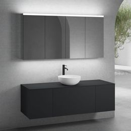 neoro n50 M&ouml;belanlage B: 160 cm mit 3 Ausz&uuml;gen, Waschtisch &Oslash; 40 cm wei&szlig; matt, mit Spiegelschrank,, BN0064WM+BN0432BM+2#BN0430BM+BN0405BM+2#BN0473MI,