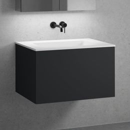 neoro n50 Unterschrank B: 80 cm mit 1 Auszug, Waschtisch ohne Hahnloch wei&szlig; matt,, BN0095WM+BN0432BM,