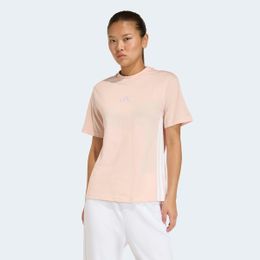 T-Shirt adidas Sportswear "ESSENTIALS 3-STREIFEN COTTON", Damen, Gr. XXL, blush pink, wei&szlig;, Obermaterial: 100% Baumwolle, normal, Rundhals, Shirts T-Shirt