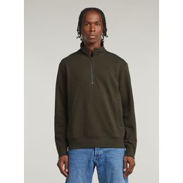 G-Star Raw Longpullover G-STAR "Nifous Half Zip Sweater", Herren, Gr. M, asfalt, Obermaterial: 58% Baumwolle, 42% Polyester, Pullover Longpullover