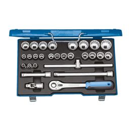 Gedore Steckschl&uuml;sselsatz, Set 28tlg, 6-/12-kant, 1/2 Zoll, 10-36mm, Werkzeug, Knarre Umschalthebel, f&uuml;r KFZ, D19 VMU 10 (2682877)