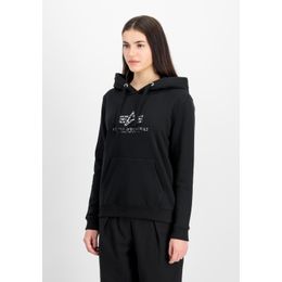 Kapuzensweatshirt Alpha Industries "Basic Hoodie BL Mirror Leo W", Damen, Gr. L, schwarz, Obermaterial: 80% Baumwolle, 20% Polyester, regular fit, Sweatshirts