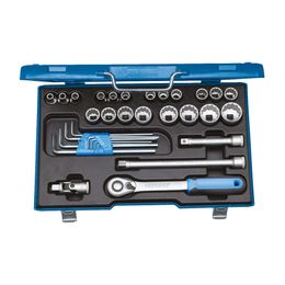 Gedore Steckschl&uuml;sselsatz, Set 31tlg,12-kant, 1/2 Zoll, 10-36mm, Werkzeug, Knarre Umschalthebel Inbus, f&uuml;r KFZ, D19 VMU 20 (2546027)