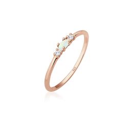 Fingerring Elli "Opal Marquise und Zirkonia 925 Sterling Silber" Gr. 52, rosa (rosegold), Fingerringe, Damen, 52mm,mit Steinen, Silber 925 (Sterlingsilber), 1mm, Fingerring