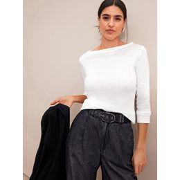 Kurzarmshirt Inspirationen "Baumwoll-Shirt", Damen, Gr. 38, wei&szlig;, 100% Baumwolle, gemustert, U-Boot-Ausschnitt, Shirts