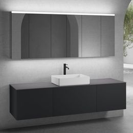 neoro n50 M&ouml;belanlage B: 200 cm mit 3 Ausz&uuml;gen, Waschtisch B: 58 cm wei&szlig; matt, mit Spiegelschrank,, BN0065WM+BN0432BM+2#BN0431BM+BN0406GR+2#BN0474MI,