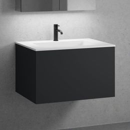 neoro n50 Unterschrank B: 80 cm mit 1 Auszug, Waschtisch mit 1 Hahnloch wei&szlig; matt,, BN0094WM+BN0432BM,