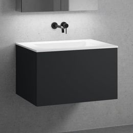 neoro n50 Unterschrank B: 80 cm mit 1 Auszug, Waschtisch ohne Hahnloch wei&szlig;,, BN0095WH+BN0432BM,