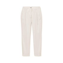 Madeleine Mode Chinohose MADELEINE "Hose Modische Chino-Hose mit Bundfalten", Damen, Gr. 19, N + K Gr, wei&szlig; (wollwei&szlig;), Obermaterial: 98% Baumwolle CO (CMIA). 2% Elasthan EL., Modern, normal, Hosen Chinohose