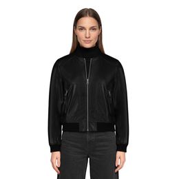AMBER & JUNE Outdoorjacke AMBER & JUNE "Damen mit Kragen", Damen, Gr. 34, schwarz, Obermaterial: 100% Polyurethan. Futter: 100% Polyester, gerade, Jacken Outdoorjacke