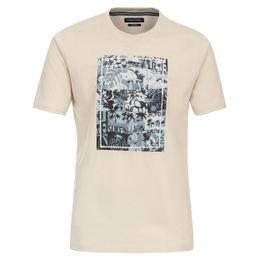 T-Shirt Casamoda "Casamoda T-Shirt uni", Herren, Gr. L, beige (champagner), 50% Baumwolle, 50% Polyester, Shirts T-Shirt