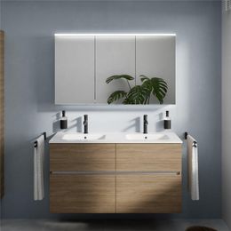 evineo ineo5 evo Unterschrank B: 120 cm mit 4 Ausz&uuml;gen, Slim-Doppelwaschtisch wei&szlig;, mit ineo5 evo Spiegelschrank CH,,