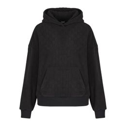 Kapuzenpullover Urban Classics "Urban Classics Ladies Jacquard Velvet Oversized Hoodie", Damen, Gr. L, schwarz, 100% Polyester, mehrfarbig, oversize, ohne Ausschnitt, Pullover Kapuzenpullover