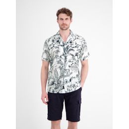 Hawaiihemd Lerros, Herren, Gr. L, N-Gr, broken wei&szlig;, Web, Obermaterial: 100% Baumwolle, gebl&uuml;mt, regular fit h&uuml;ftbedeckend, V-Ausschnitt, abgesteppte Kante, Hemden Hawaiihemd, Sommerhemd mit floralem Muster