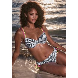 B&uuml;gel-Bikini-Top Buffalo "Gioletta", Damen, Gr. 36, Cup F, schwarz-wei&szlig; (schwarz, wei&szlig;), Obermaterial: 83% Polyamid, 17% Elasthan. Futter: 100% Polyester, bedruckt, gemustert, Bikini-Oberteile, mit modischen Kontrasttr&auml;gern