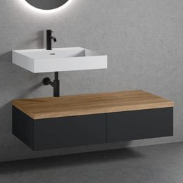 neoro n50 M&ouml;belanlage B: 120 cm mit 2 Ausz&uuml;gen, Waschtisch mit 1 Hahnloch wei&szlig; matt,, BN0137WM+2#BN0411BM+BN0404W1,