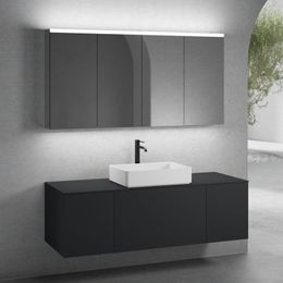 neoro n50 M&ouml;belanlage B: 160 cm mit 3 Ausz&uuml;gen, Waschtisch B: 58 cm wei&szlig; matt, mit Spiegelschrank,, BN0065WM+BN0432BM+2#BN0430BM+BN0405BM+2#BN0473MI,