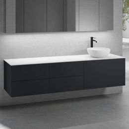 neoro n50 M&ouml;belanlage B: 200 cm mit 5 Ausz&uuml;gen, Waschtisch &Oslash; 40 cm wei&szlig; matt,, BN0064WM+BN0432BM+2#BN0421BM+BN0406WM,