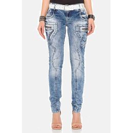 Cipo & Baxx Skinny-fit-Jeans CIPO & BAXX "Jeans", Damen, Gr. 27, L&auml;nge 32, blau, 98% Baumwolle, 2% Elasthan, unifarben, Basic, skinny fit lang, Jeans, mit niedrige Taille in Skinny Fit, WD322