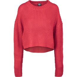 Rundhalspullover Urban Classics "Urban Classics Damen Ladies Wide Oversize Sweater", Damen, Gr. L, rot (firerot,), 100% Polyacryl, unifarben, oversize, Rundhals, Pullover Rundhalspullover