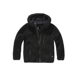 Allwetterjacke Brandit "Brandit Damen Kids Teddyfleecejacket Hood", Damen, Gr. 122/128, schwarz, 100% Polyester, unifarben, normal, ohne Ausschnitt, Jacken