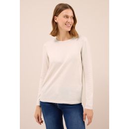 Strickpullover Cecil, Damen, Gr. L (42), beige (oat milk beige melange), Web, 60% Baumwolle, 40% Viskose, unifarben, normal normal, Rundhals, abgesteppt, Pullover Strickpullover, mit Strick-Struktur