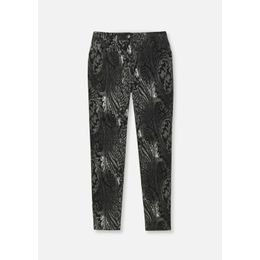 Madeleine Mode Stoffhose MADELEINE "Hose Schlanke Hose mit Paisley-Print, Stretch", Damen, Gr. 36, N + K Gr, grau (grau, multicolor), Obermaterial: 97% Baumwolle CO. 3% Elasthan EL., Modern, Hosen Stoffhose