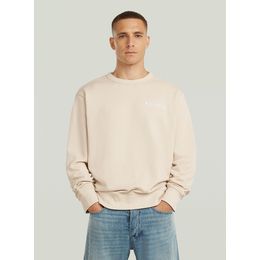 G-Star Raw Longpullover G-STAR "90s Logo Sweatshirt", Herren, Gr. L, wei&szlig;bait, Obermaterial: 100% Baumwolle, Pullover Longpullover