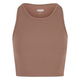 Muskelshirt Urban Classics "Urban Classics Ladies Sports Top Rib Ladies Sports Top Rib", Damen, Gr. L, light braun, 75% Polyimid, 25% Elasthan, unifarben, skinny fit, Racerback, Shirts