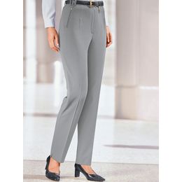 B&uuml;gelfaltenhose Classic Basics, Damen, Gr. 54, Normalgr&ouml;&szlig;en, grau (hellgrau), 100% Polyester, unifarben, lang, Hosen